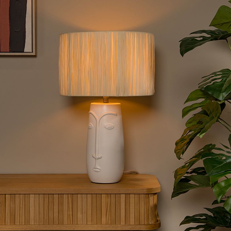 Keramische tafellamp wit, Viso, met schakelaar | Lampgigant