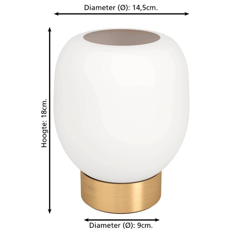 Witte design tafellamp glas, Jeannine, met schakelaar | Lampgigant