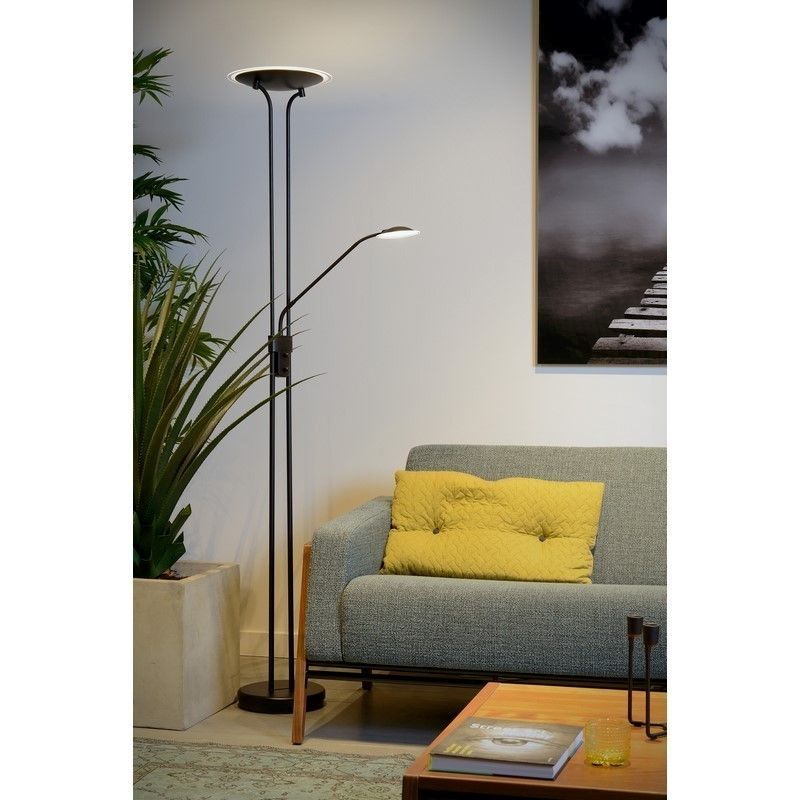 Zwarte staande leeslamp modern, Champion, 20W, 3000K LED | Lampgigant
