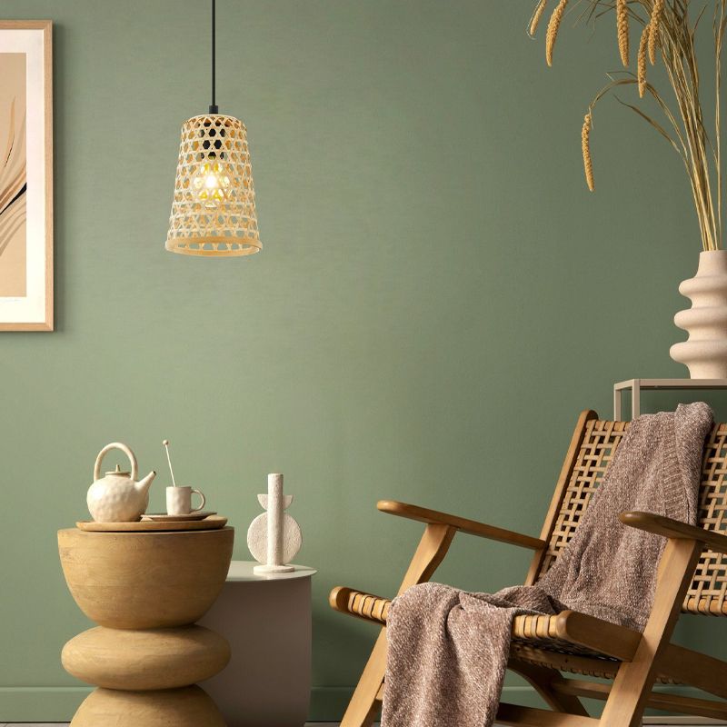 Landelijke hanglamp hout, Maiko | Lampgigant