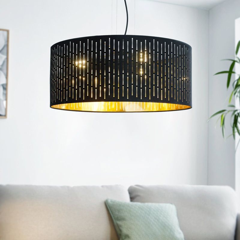Zwarte moderne hanglamp stof, Yori | Lampgigant