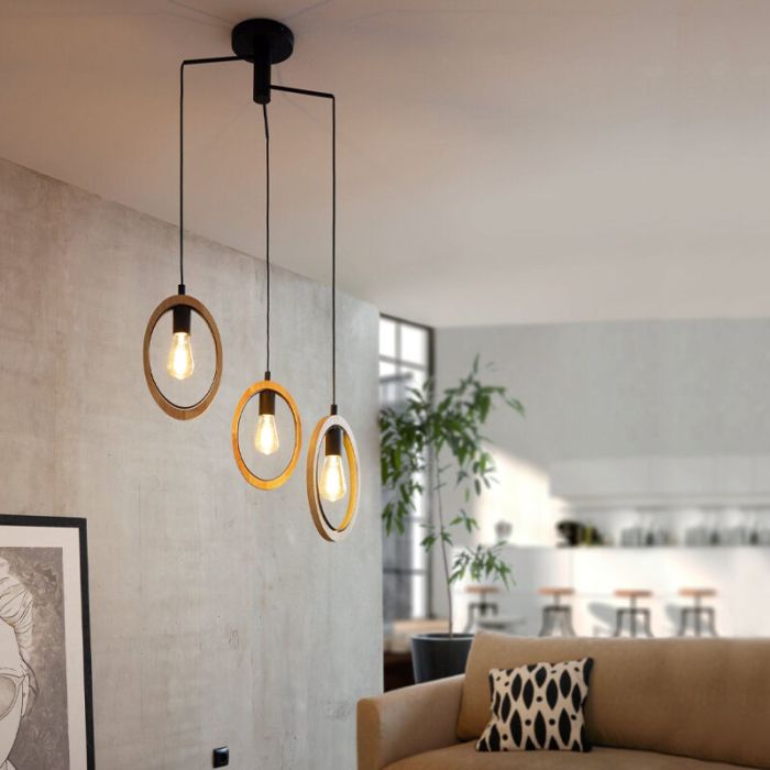 Landelijke hanglamp hout, Angeline | Lampgigant
